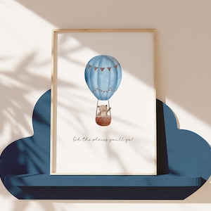 Hot Air Balloon, Oh the Places You'll Go Print, Blue Pink Beige Prints ...