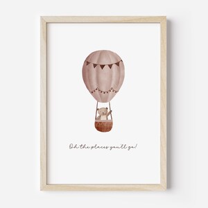 Hot Air Balloon, Oh the Places You'll Go Print, Blue Pink Beige Prints ...