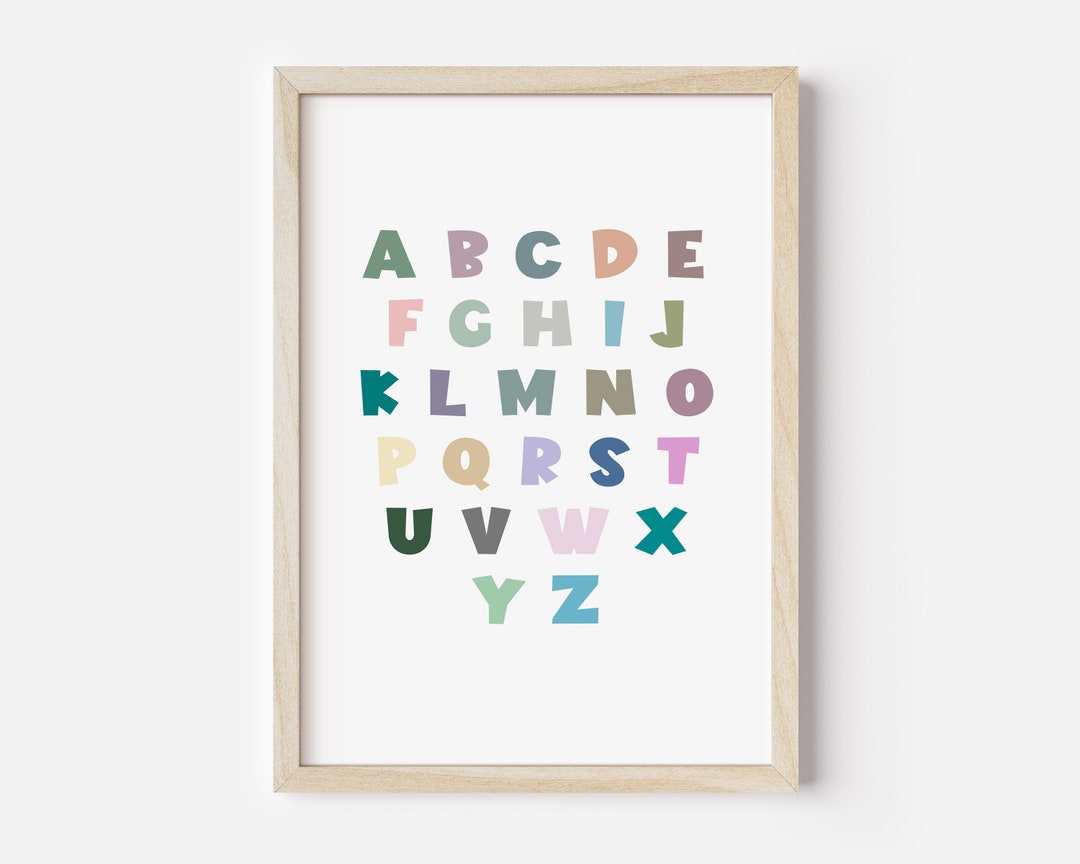 Alphabet Print for Kids Room, Alphabet Poster, Nursery Bedroom Playroom ...
