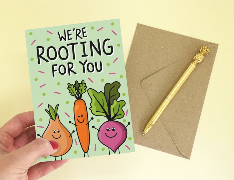We're Rooting for You! Greeting Card With Kraft Envelope // Vegetable ...