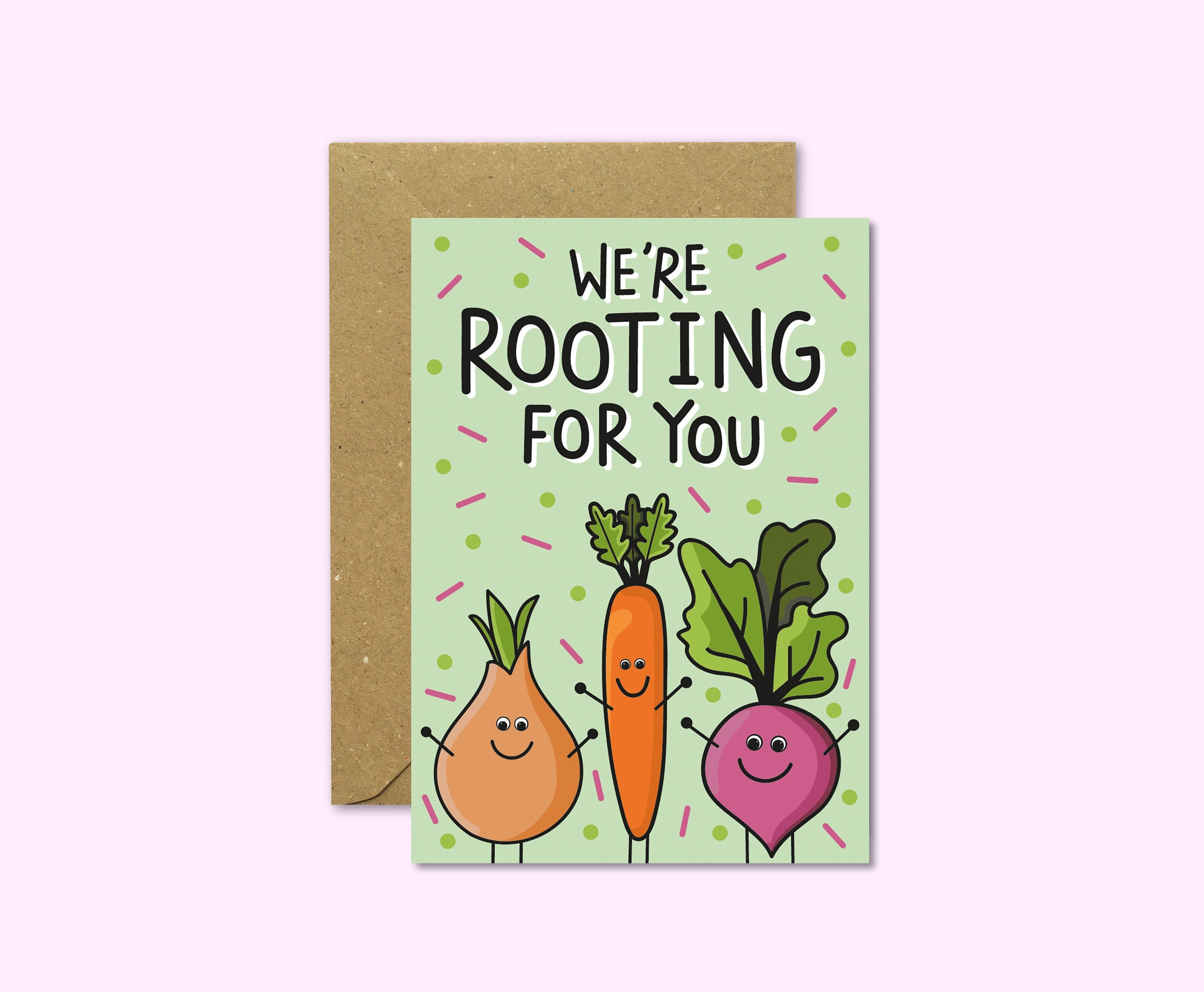 We're Rooting for You! Greeting Card With Kraft Envelope // Vegetable ...
