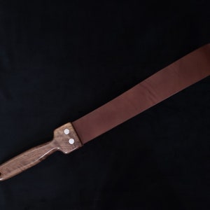 Chestnut Brown Leather Spanking Strop W/ Beautiful Wooden Handle Thuddy ...