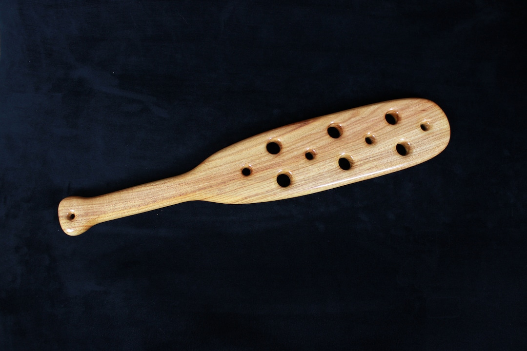 Canary Wood Holey Beaver Tail Spanking Paddle | Large BDSM Discipline ...