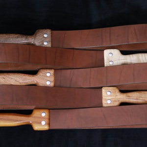 Chestnut Brown Leather Spanking Strop W/ Beautiful Wooden Handle Thuddy ...