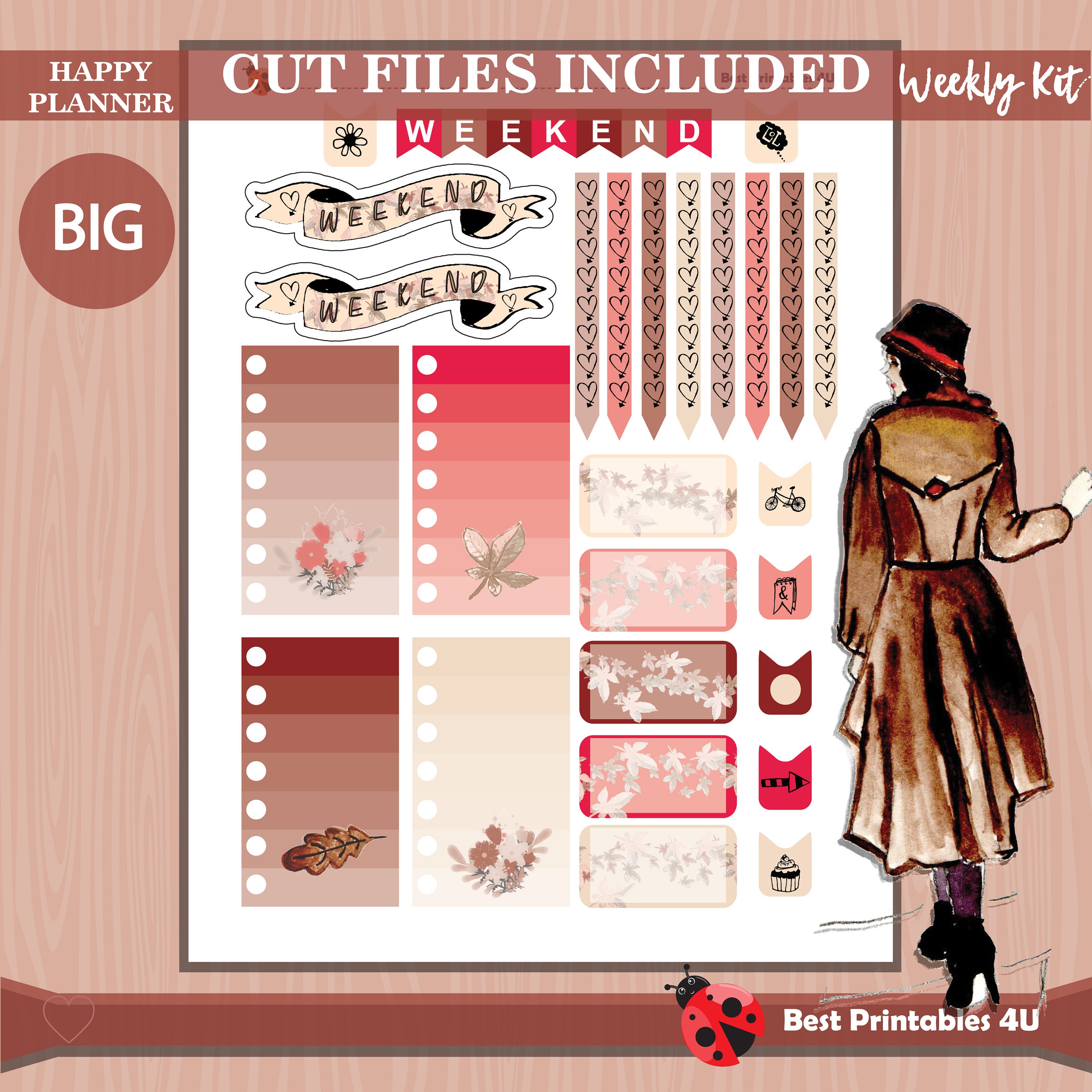 BIG HAPPY Planner Stickers Weekly Planner Stickers - Etsy