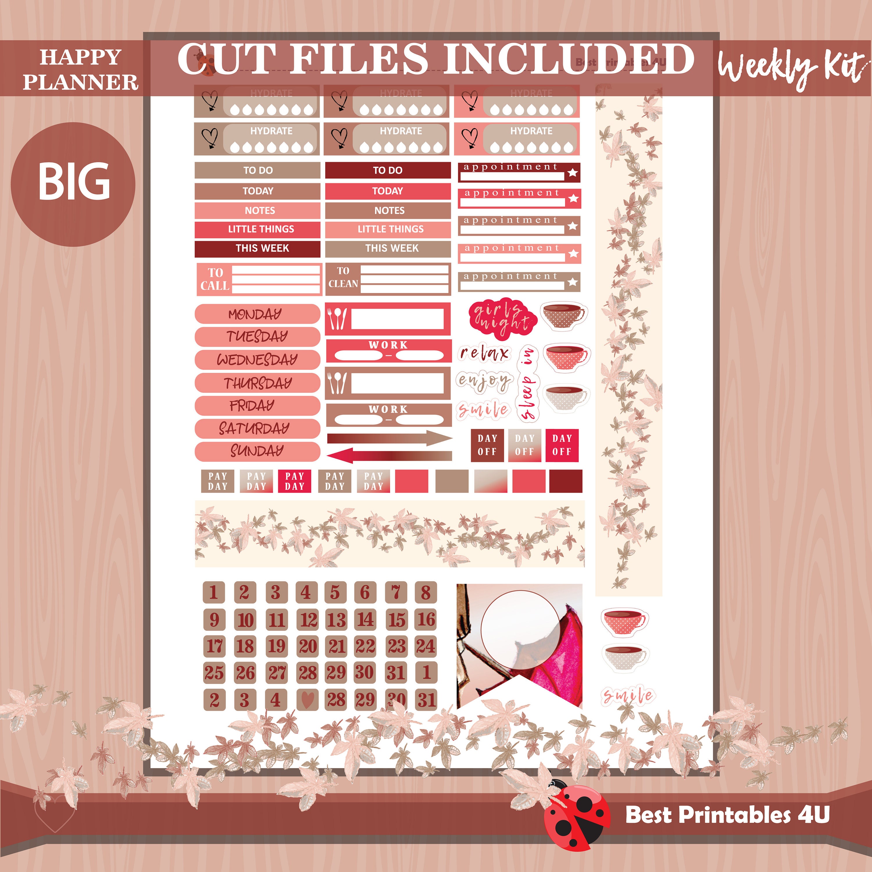 BIG HAPPY Planner Stickers Weekly Planner Stickers - Etsy