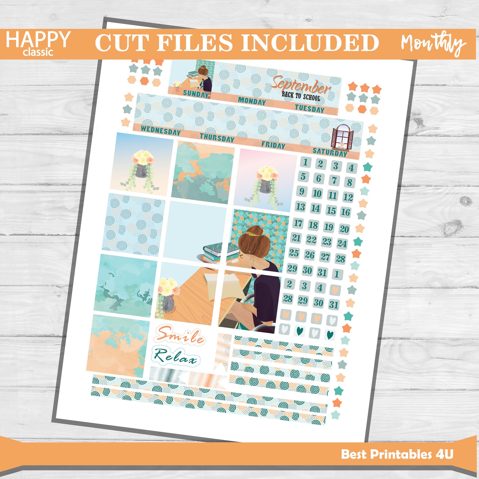 SEPTEMBER Monthly View Happy Planner Kit Classic Happy - Etsy