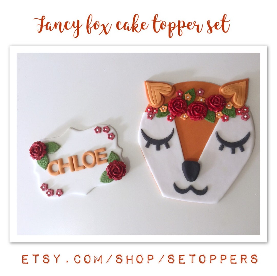 Woodland Cake, Fondant, Fox Cake Topper, Cupcake Topper, Woodland Cake ...