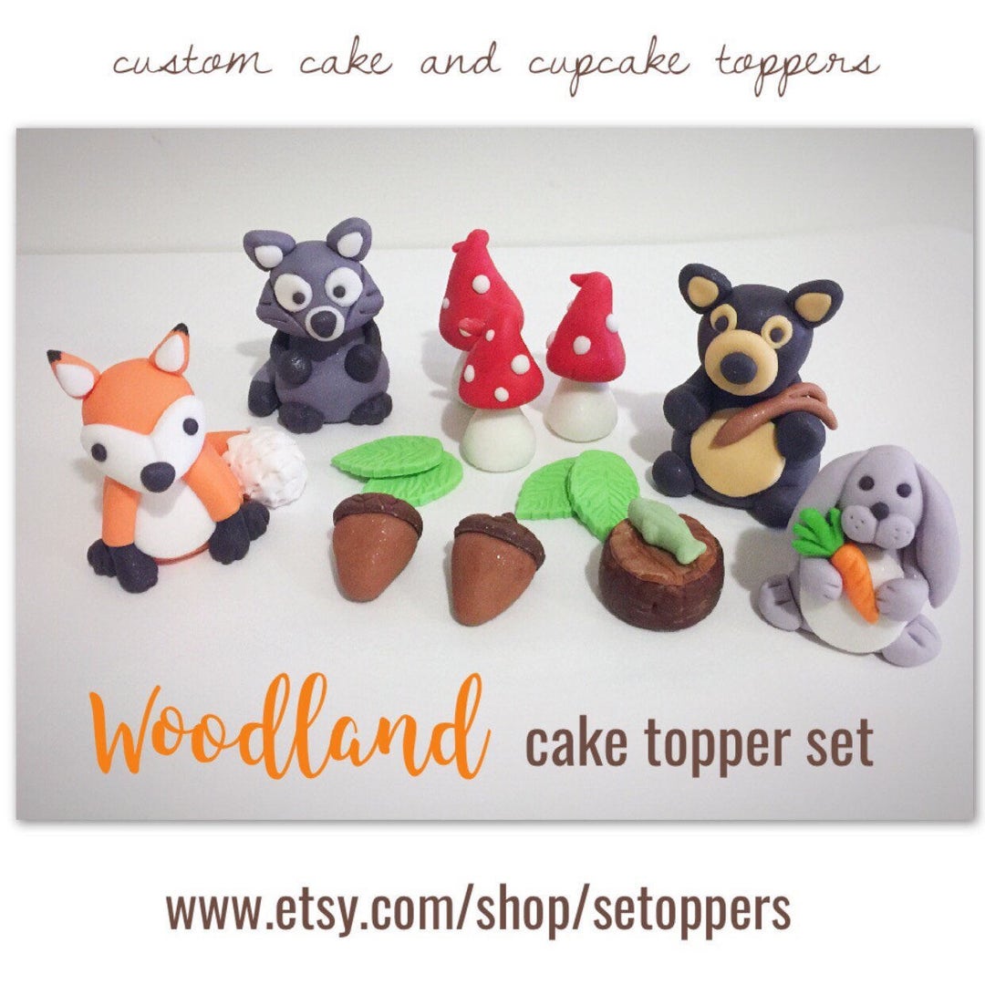 Woodland Cake Toppers, Custom Fondant, Fondant Toppers, Handmade Cake ...