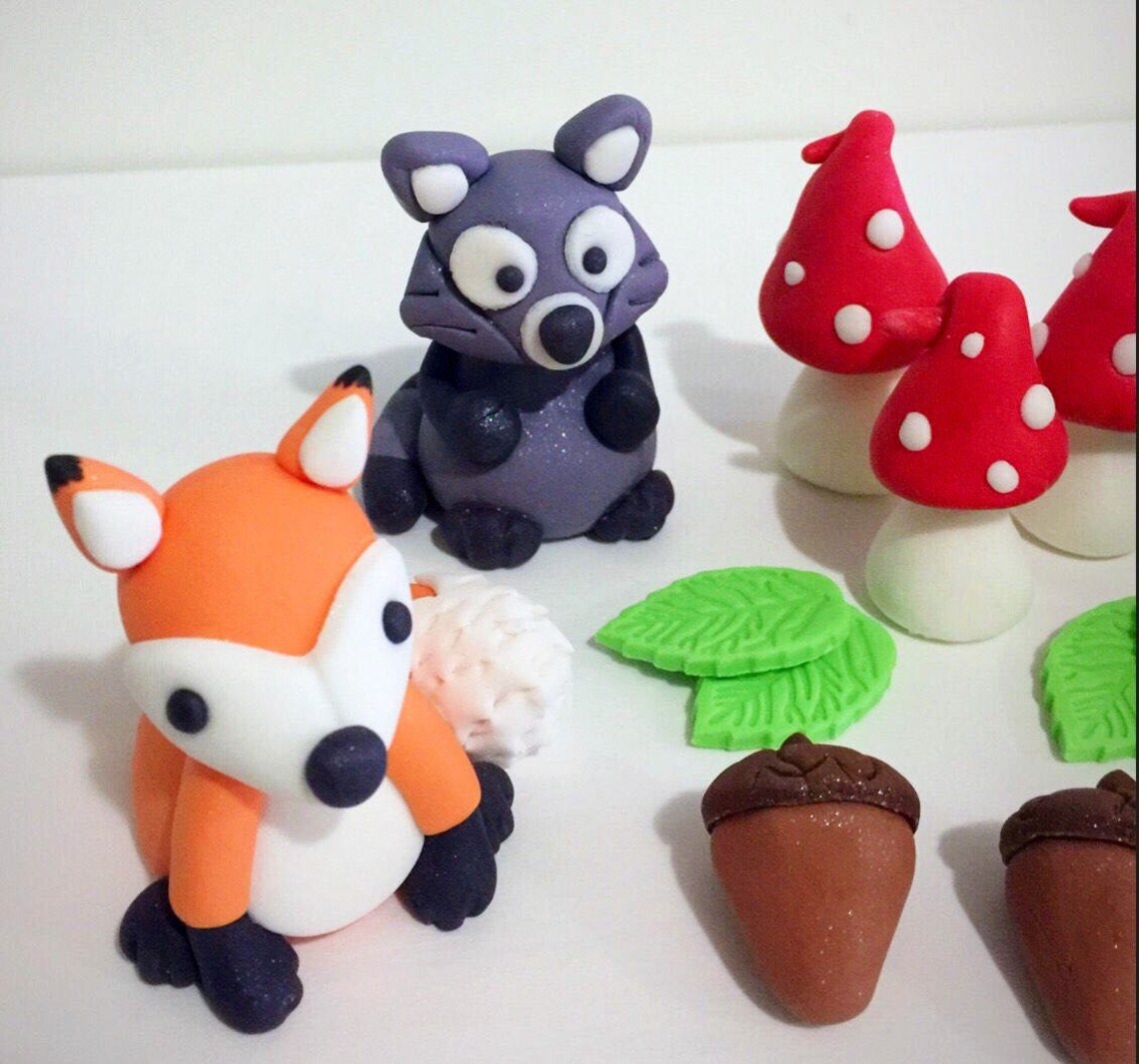 Woodland Cake Toppers Custom Fondant Fondant Toppers - Etsy