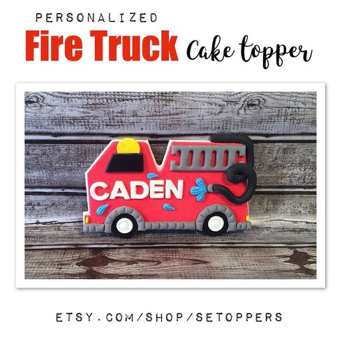 Fire Engine Cake Topper Fireman Personalised Vehicles | Etsy