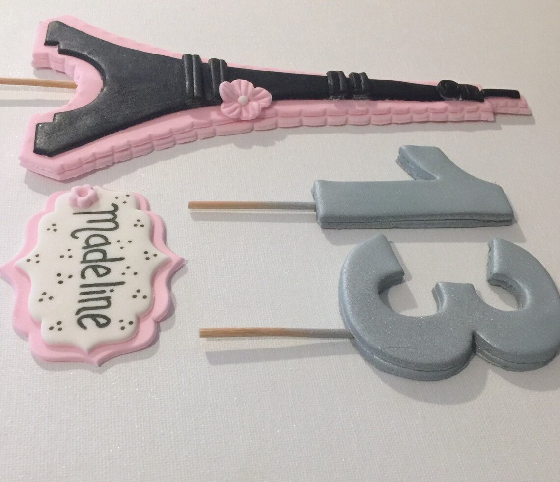 Paris Cake Topper, Custom Cake Topper, Fondant Cake Topper, Fondant ...