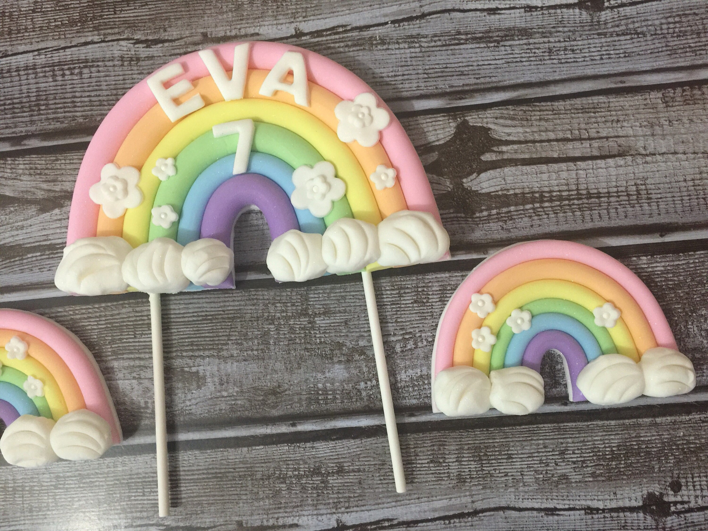 Rainbow Cake Topper, Custom Cake Topper, Fondant Cake Topper ...