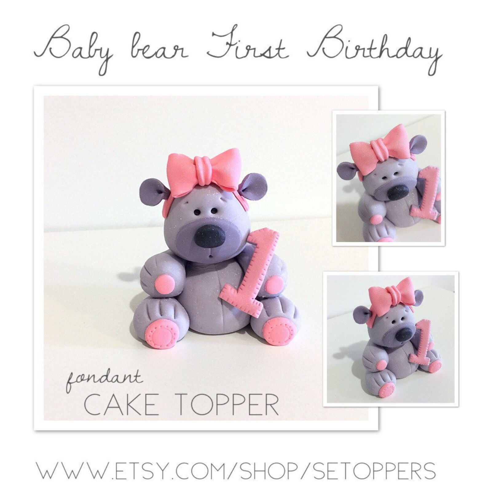 Baby Bear Cake Topper Fondant Cake Topper First Birthday - Etsy