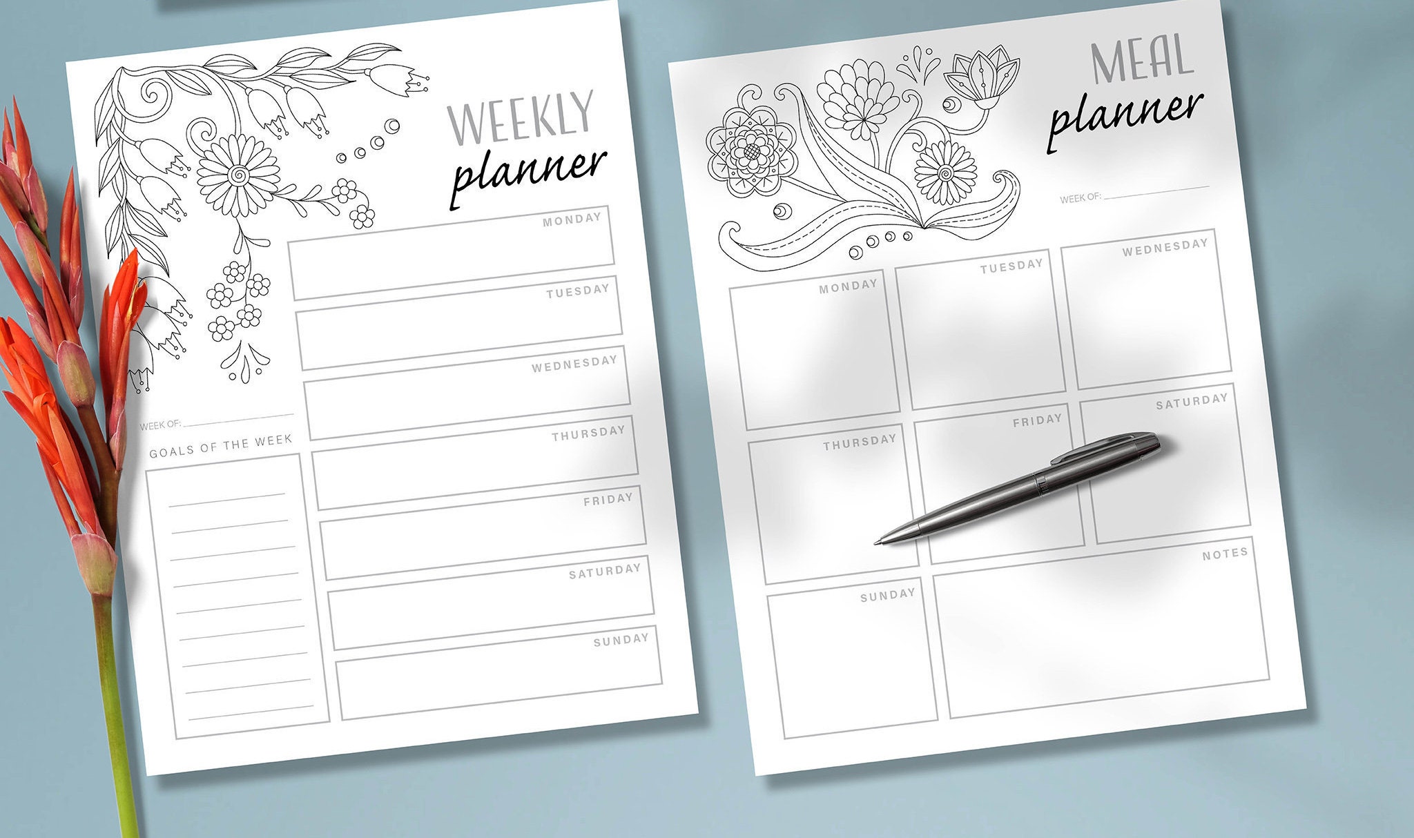 Printable Coloring Planner Pages - Instant Download Only - Etsy