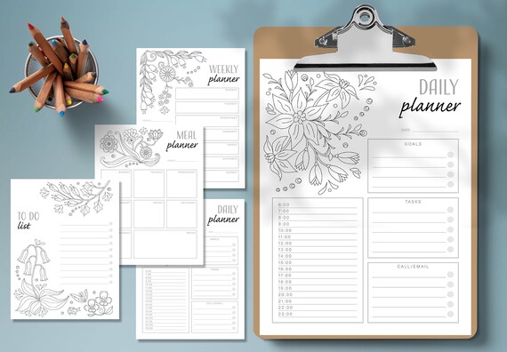 Printable Coloring Planner Pages Instant Download only | Etsy