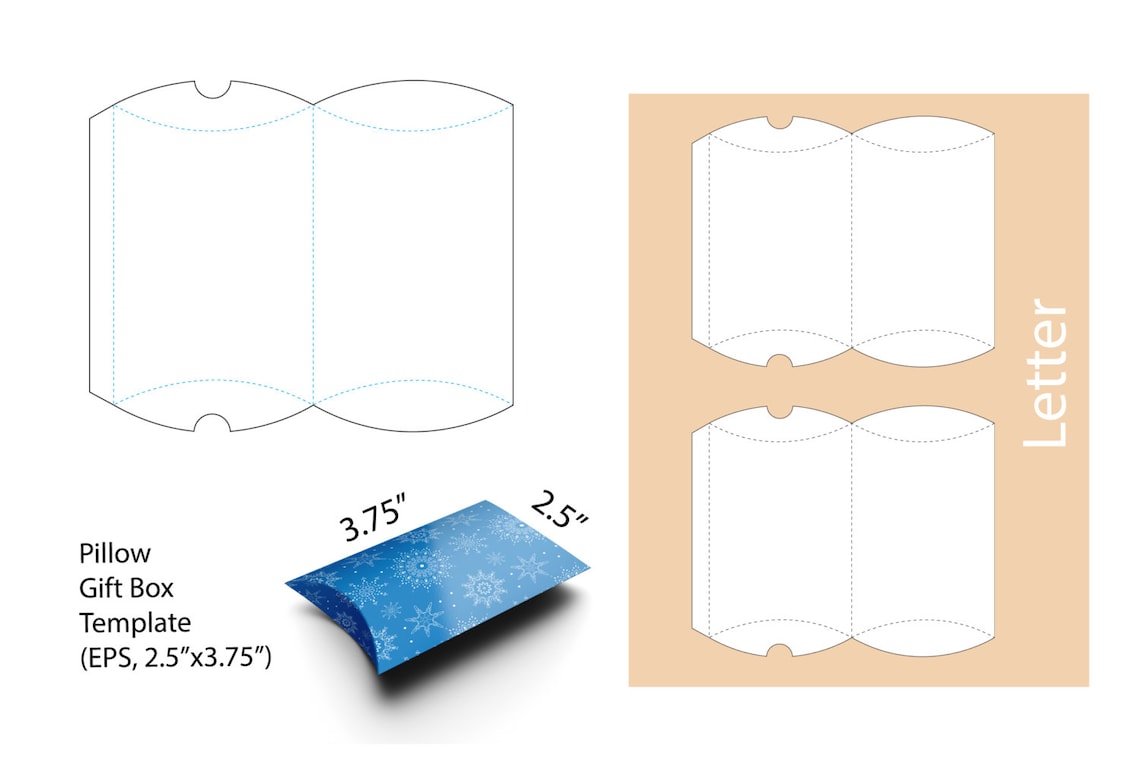 Pillow Gift box template. Digital downloadable. Make your own | Etsy