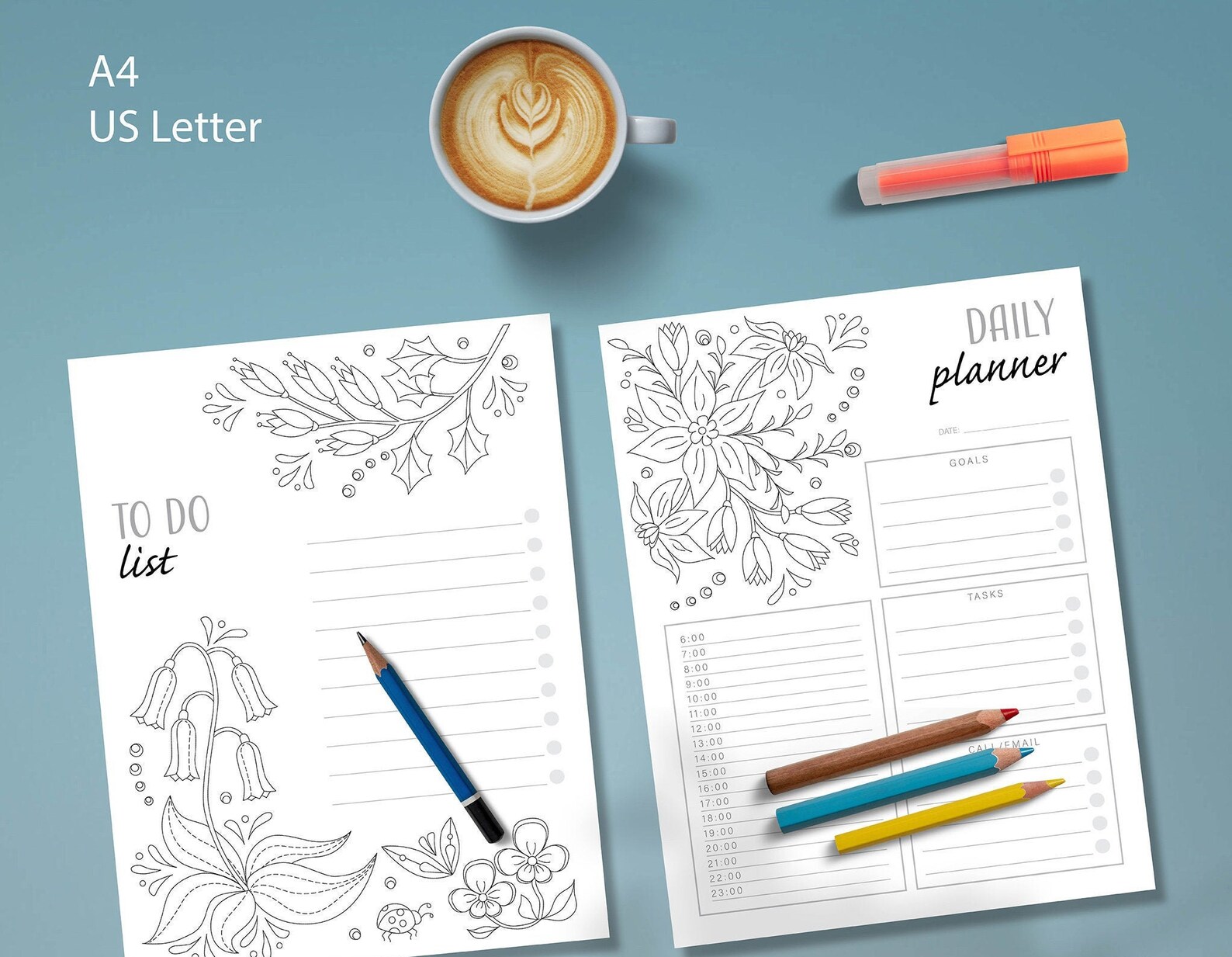Printable Coloring Planner Pages - Instant Download Only - Etsy