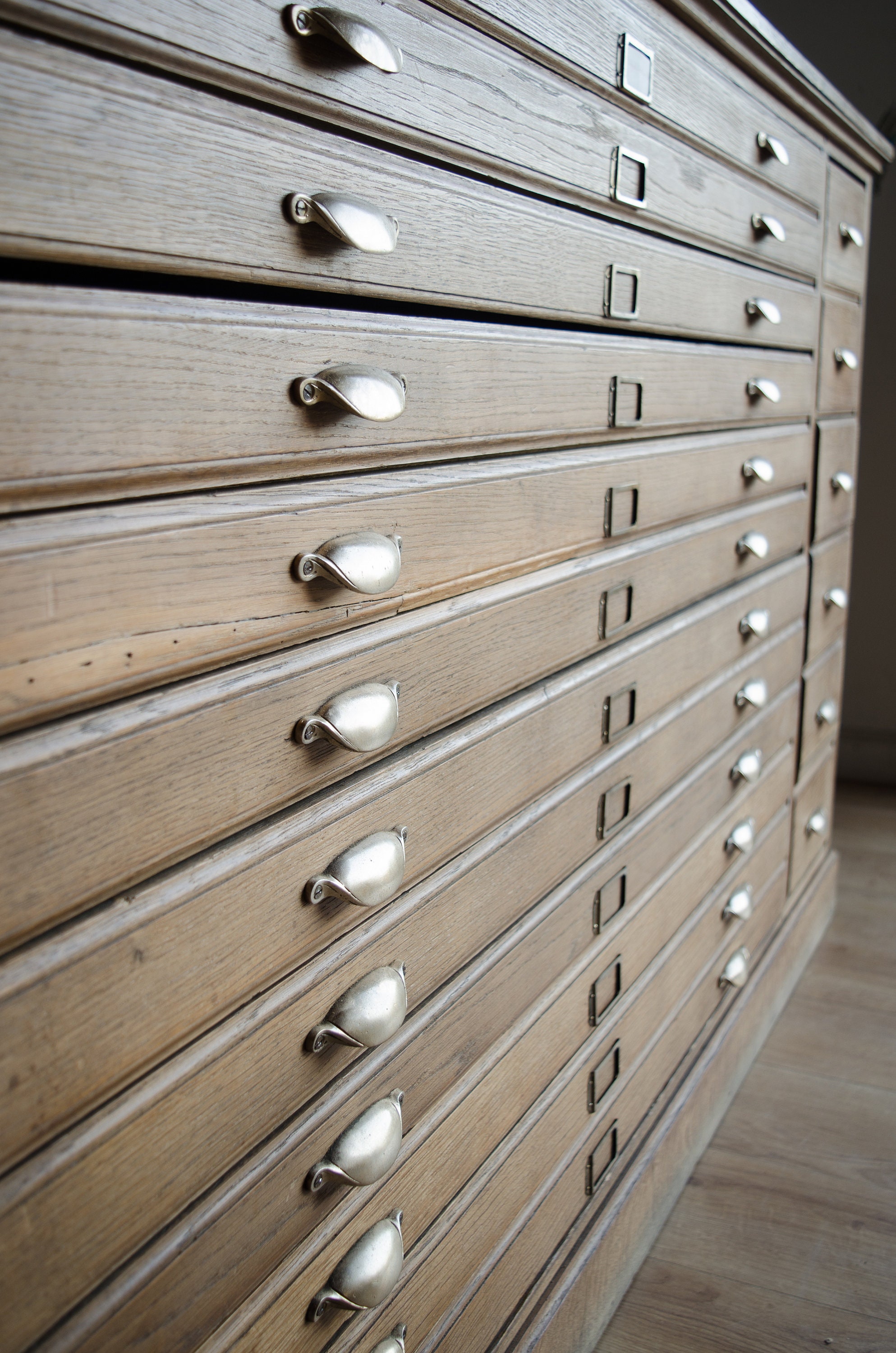 Rare Large French Oak Bank of Drawers / Chest of Drawers / Architect ...