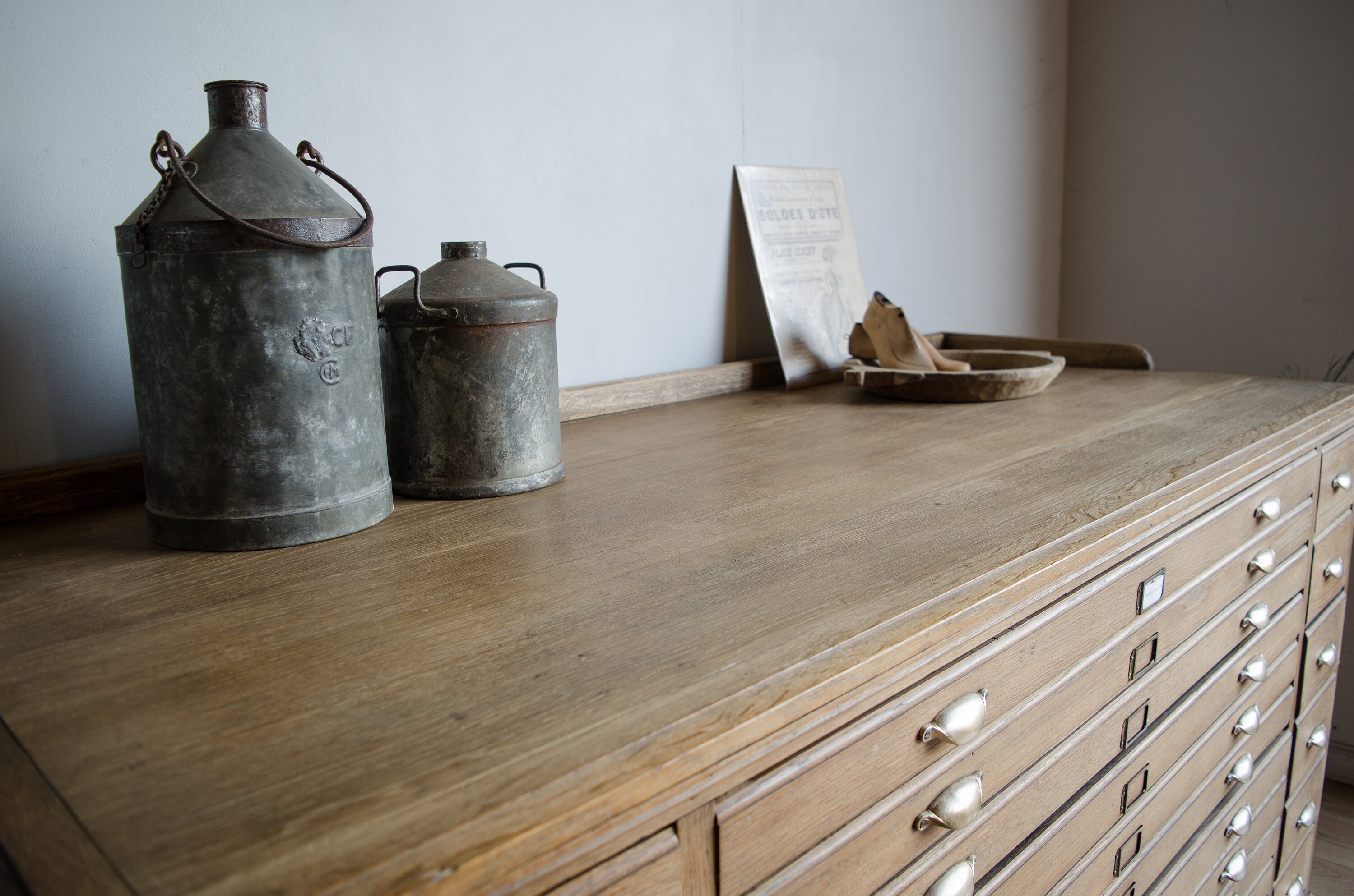 Rare Large French Oak Bank of Drawers / Chest of Drawers / Architect ...