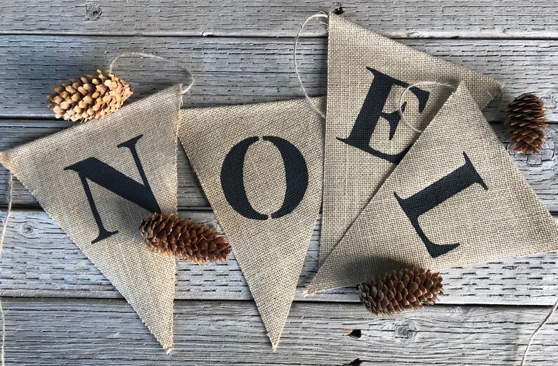Noel Sign Noel Banner Black Burlap Banner Noel Garland | Etsy