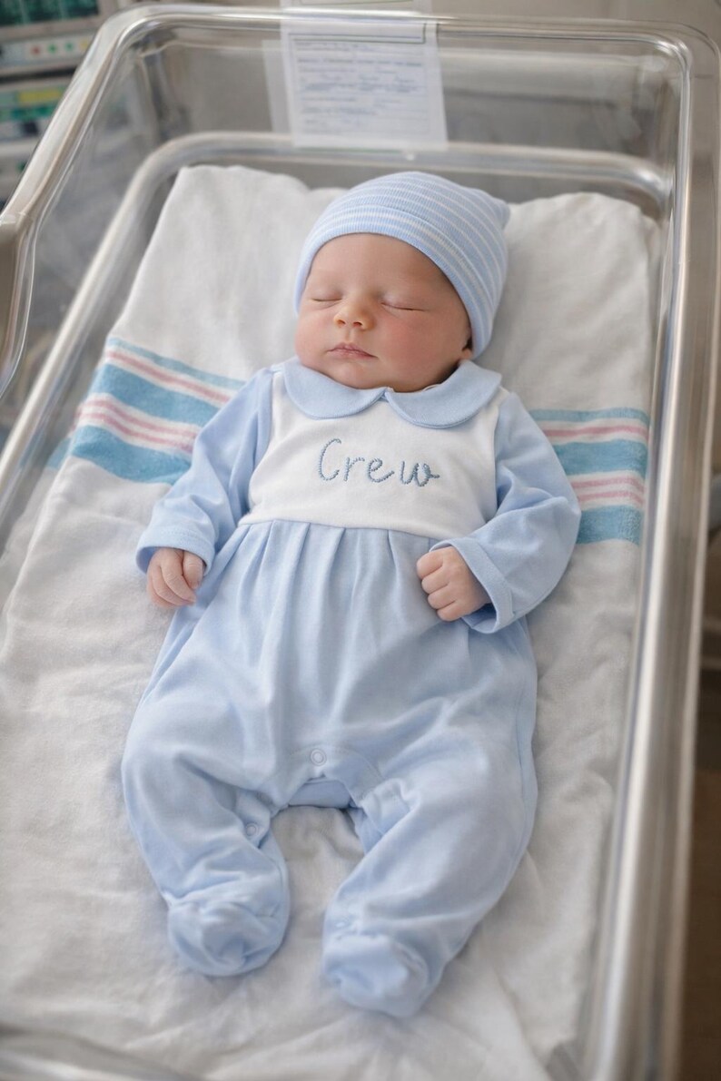 Newborn Peter Pan Collared Personalized Sleeper Footie - Etsy