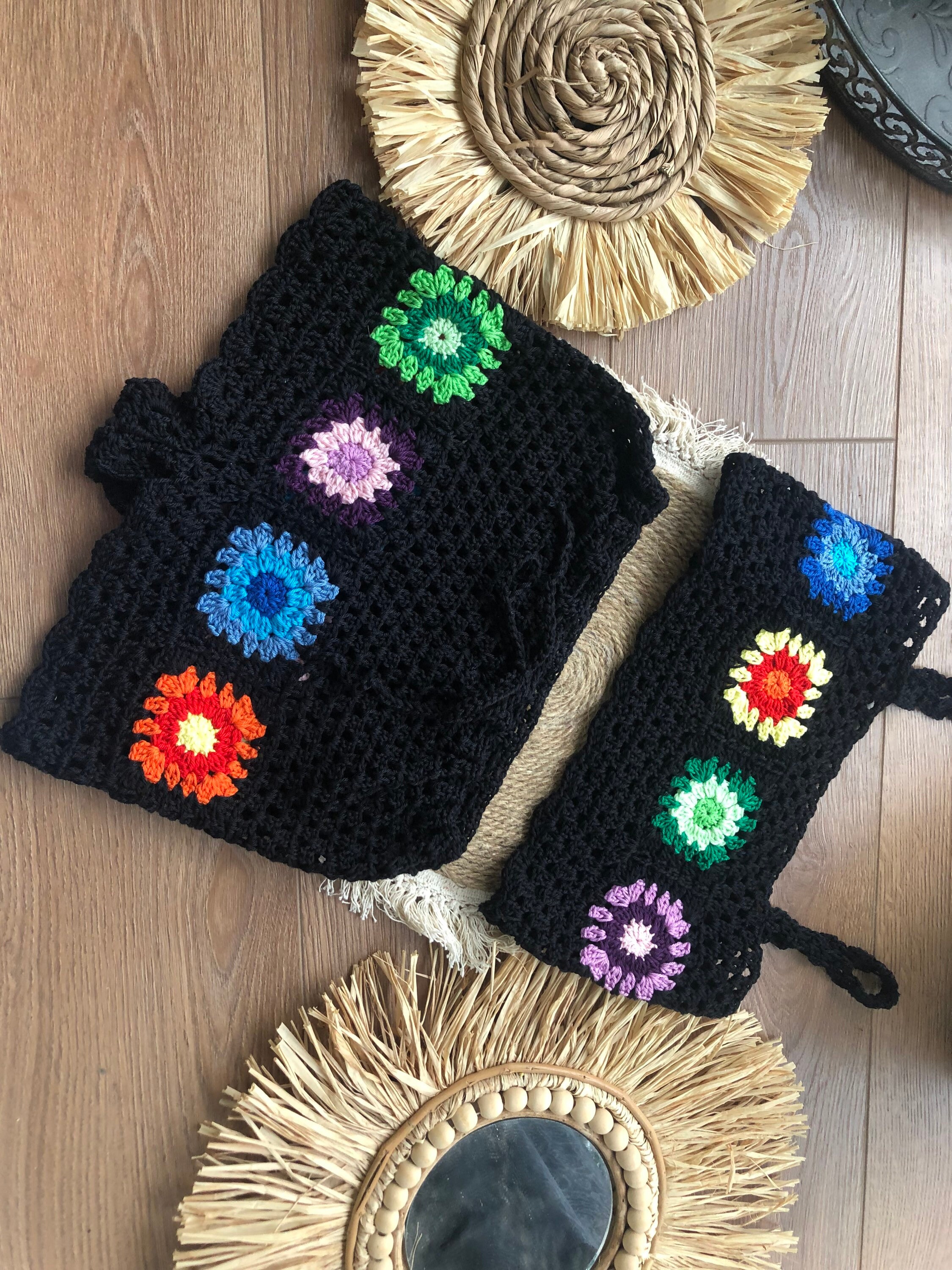 High Waisted Shorts Crochet Shorts Two Piece Set Festival Boho - Etsy