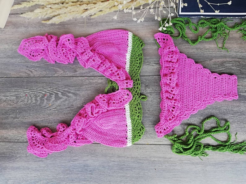 Watermelon Bikini Ruffle Swimsuit Crochet Bikini Set Frills Bikini ...