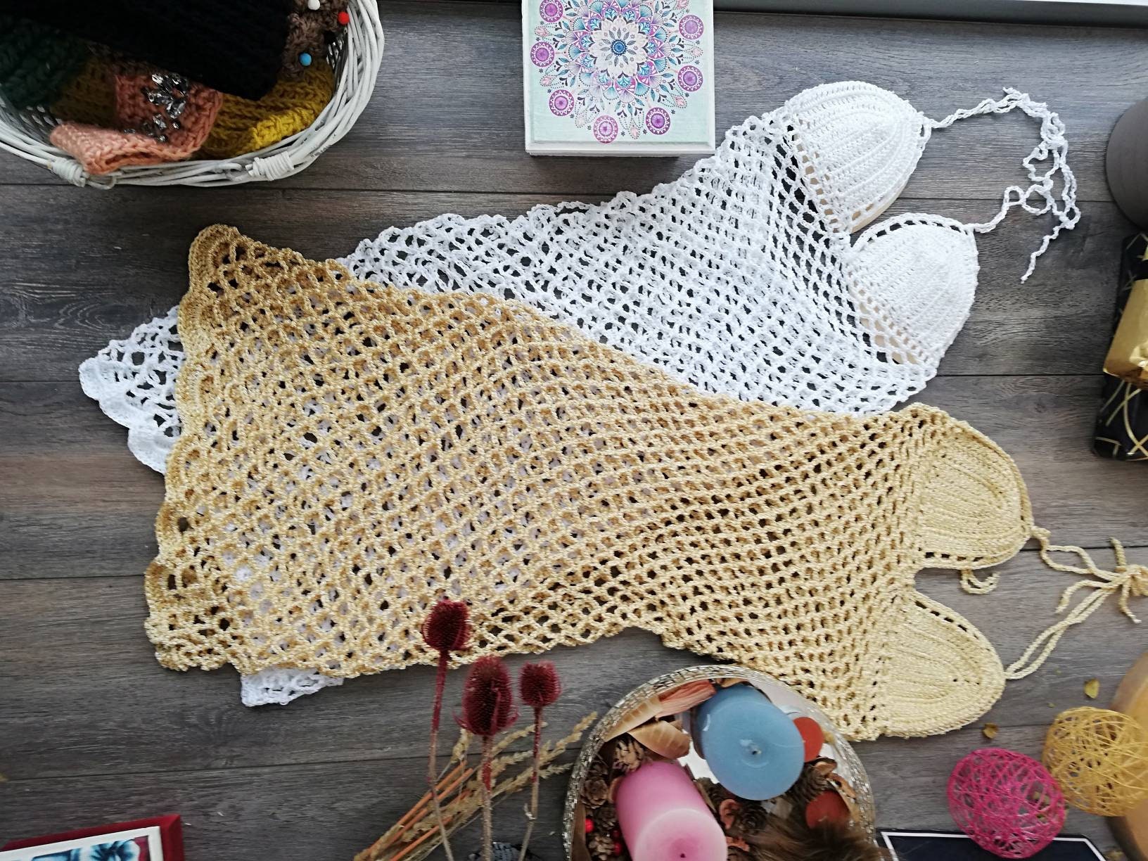 See Through Dress Crochet Beach Dress Gold Summer Dress Fishnet Dress ...