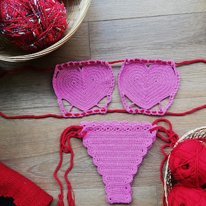 Heart Crochet Bikini Set Crochet Bikini Bikini Set Crochet Swimsuit ...