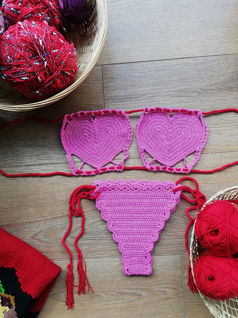 Heart Crochet Bikini Set Crochet Bikini Bikini Set Crochet Swimsuit ...