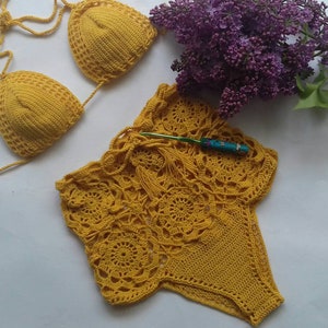 High Waist Bikini, Cute Bikini, Retro Bikini, Crochet Bikini Set, Boho ...