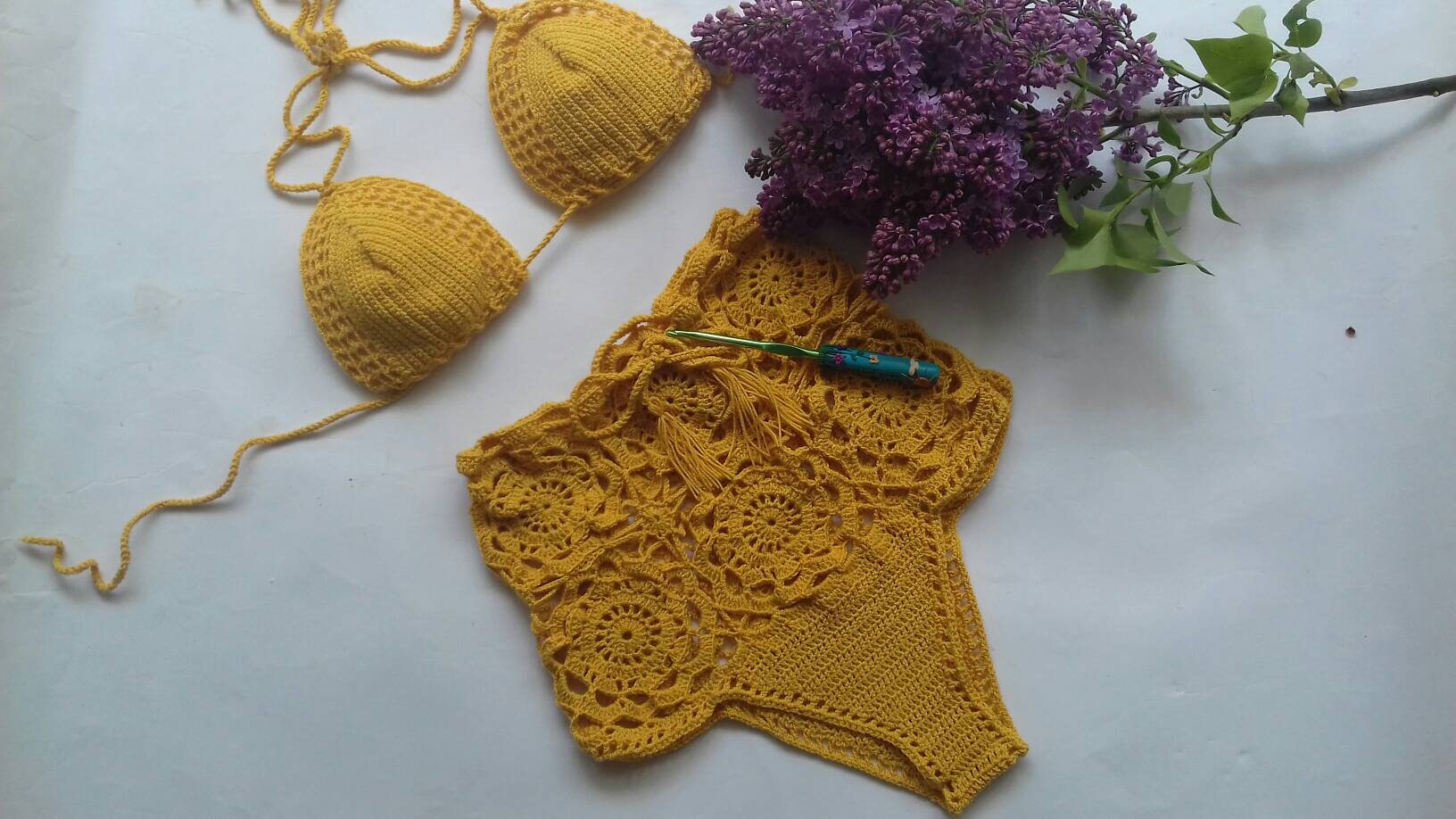 High Waist Bikini Cute Bikini Retro Bikini Crochet Bikini - Etsy