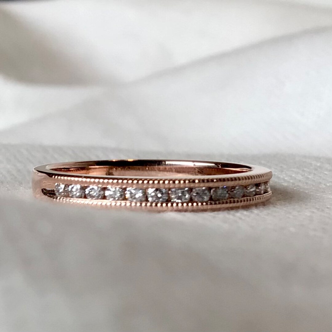 14 Karat Rose Gold Chanel Set Diamond Band - Etsy