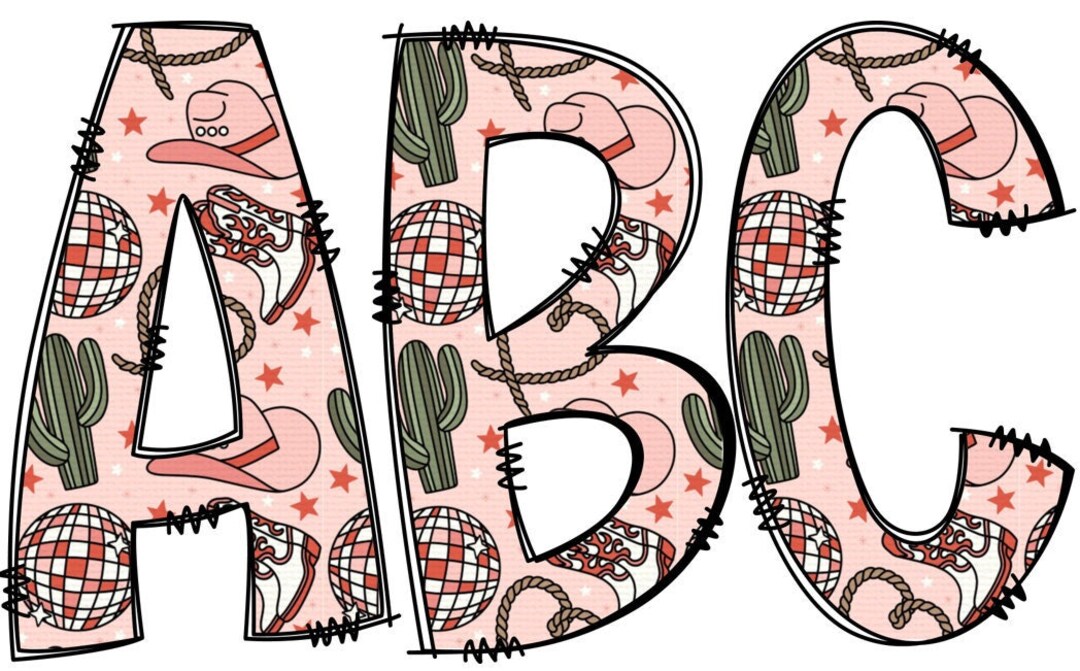 Pink Cowgirl Alphabet Font - Etsy