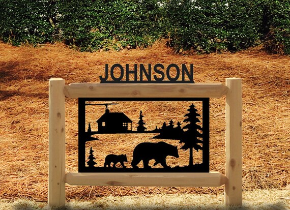 Persoanlized Bear Cedar Log Outdoor Sign | Etsy