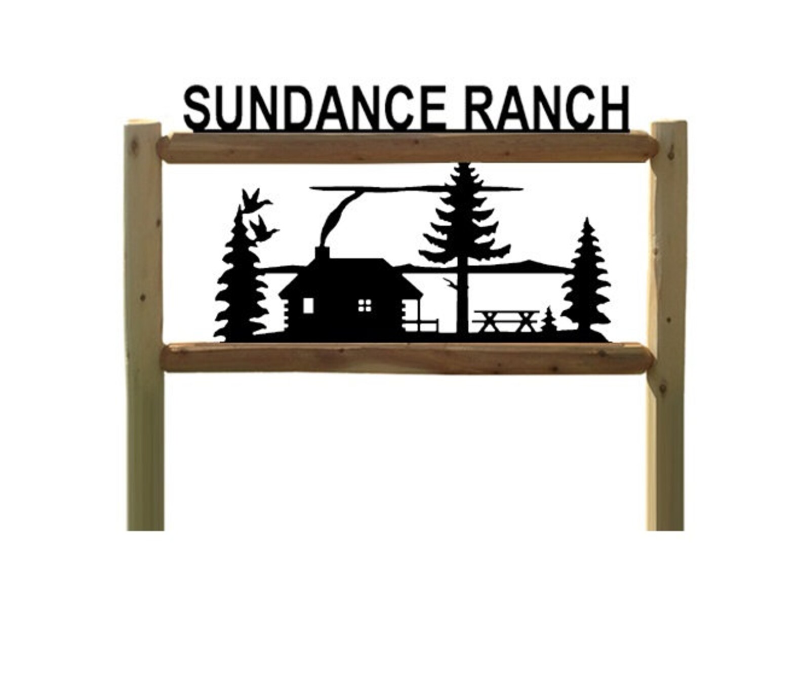 Log Cabin Cedar Log Outdoor Sign with 32 Post | Etsy