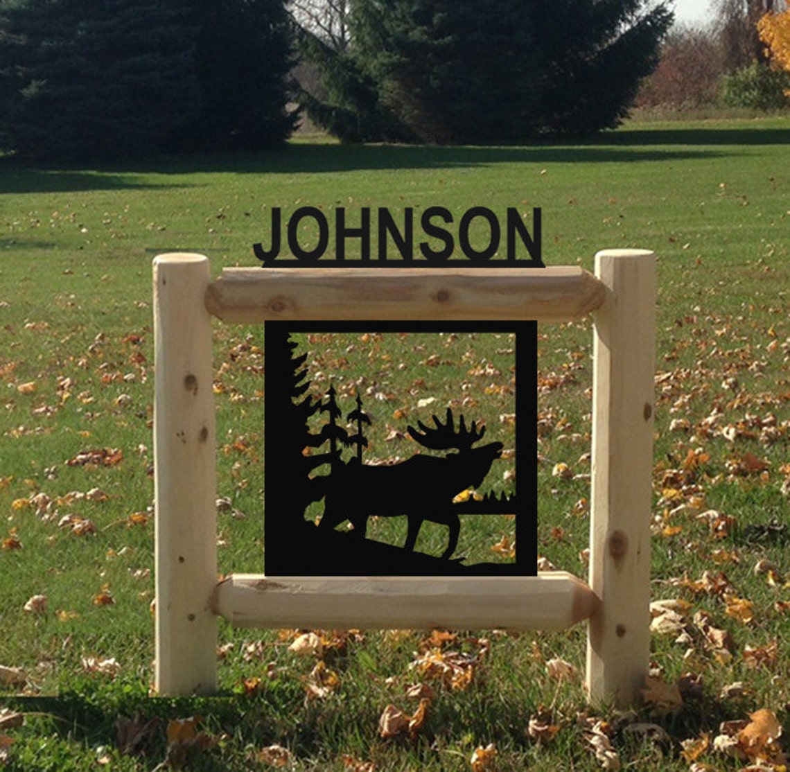 Moose Cedar Log Outdoor Sign - Etsy