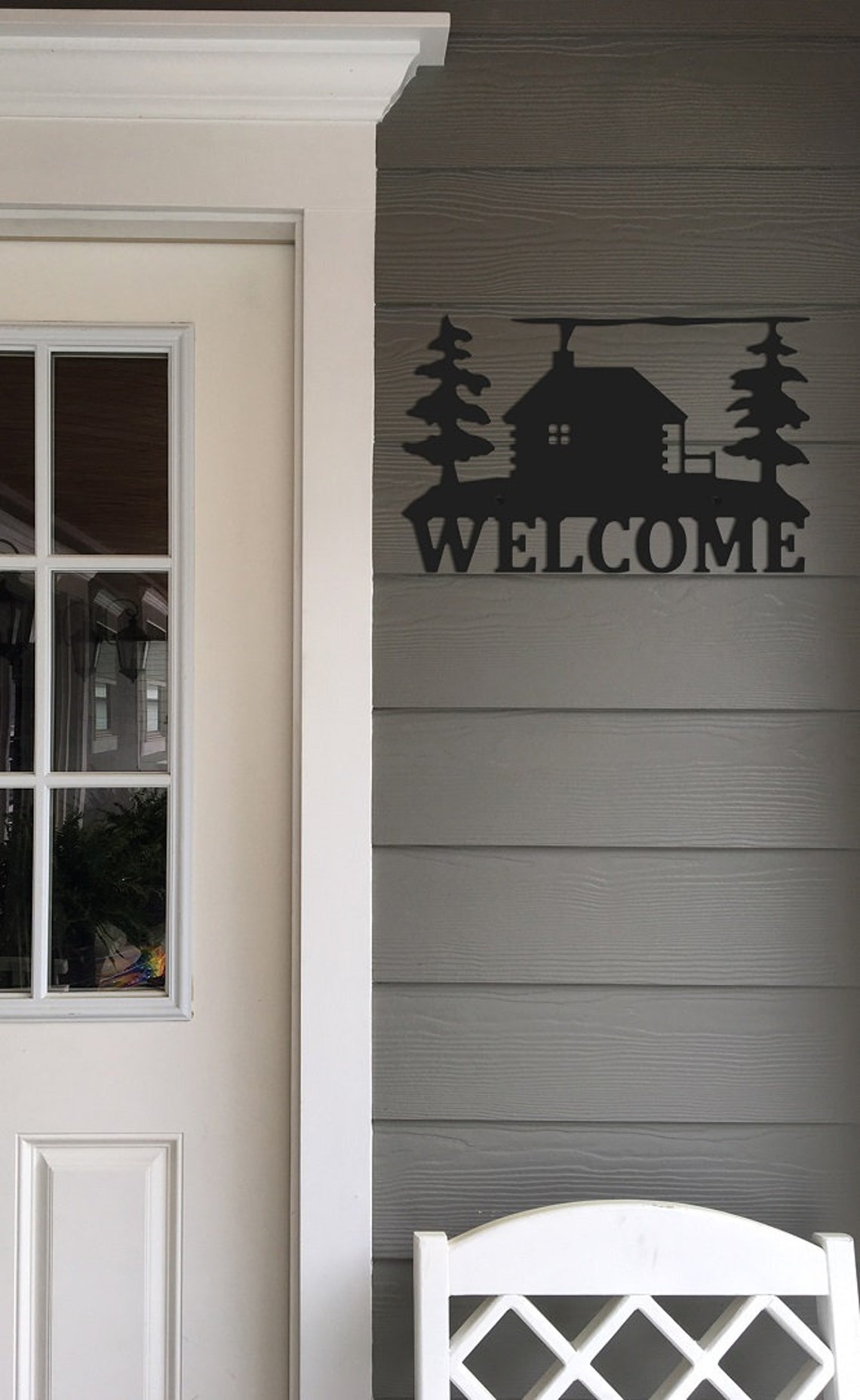 Log Cabin Outdoor Welcome Sign | Etsy