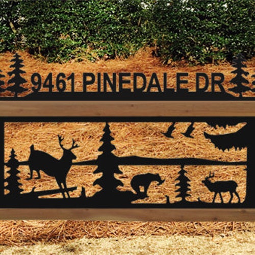 Personalized Deer Cedar Log Outdoor Sign | Etsy