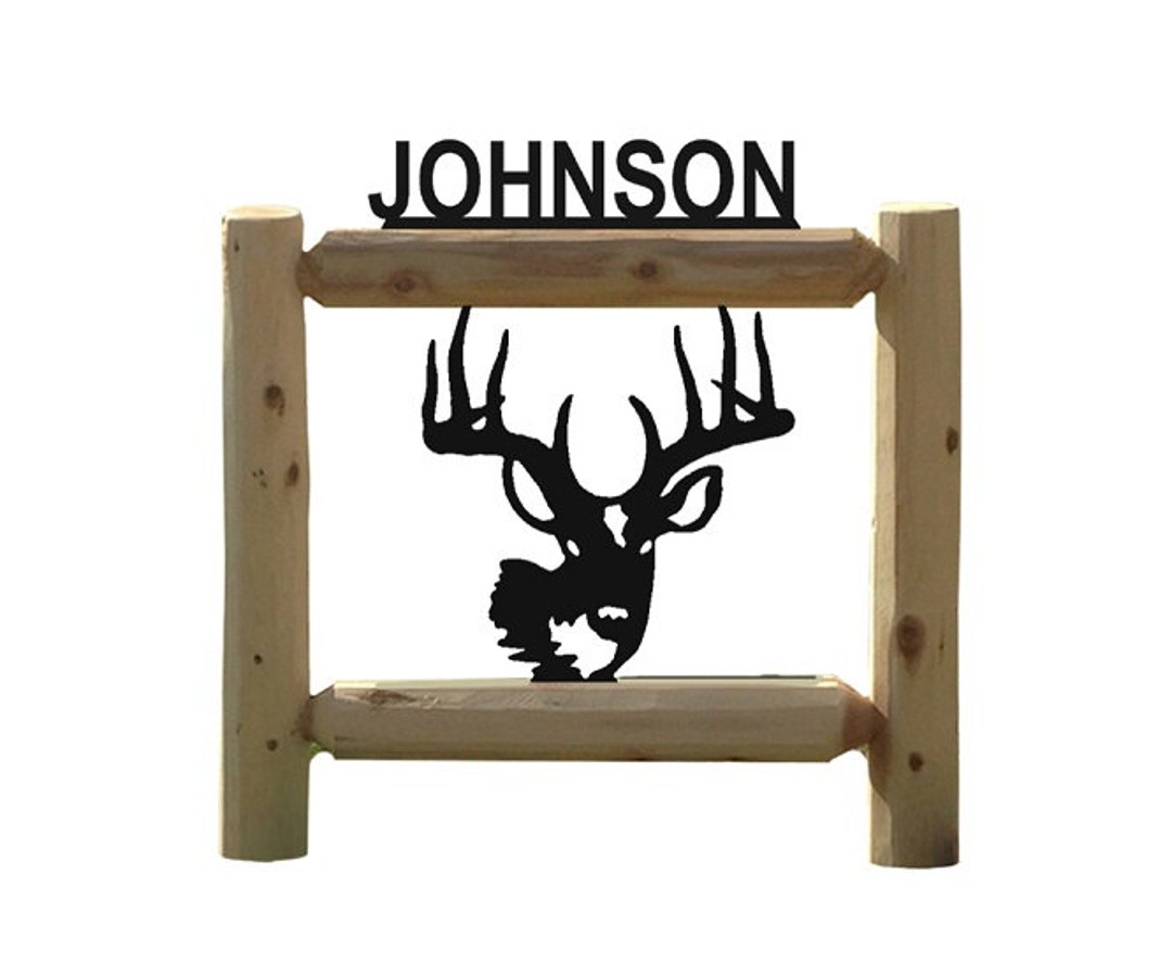 Whitetail Deer Cedar Log Outdoor Sign - Etsy
