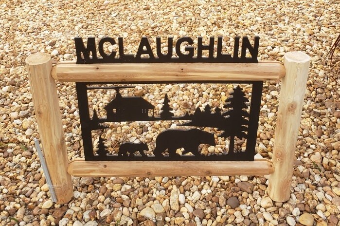 Persoanlized Bear Cedar Log Outdoor Sign | Etsy