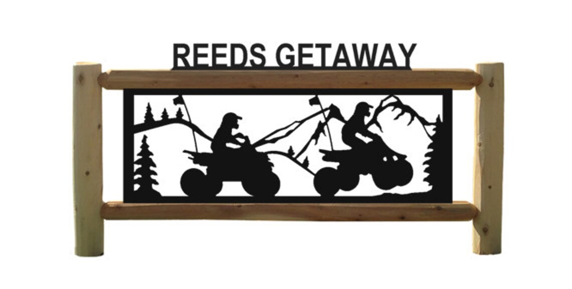 Atv and Four Wheeler Cedar Log Outdoor Sign | Etsy