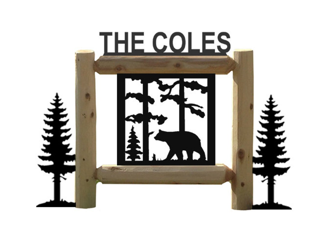 Bear Cedar Log Outdoor Sign - Etsy