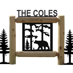 Bear Cedar Log Outdoor Sign - Etsy