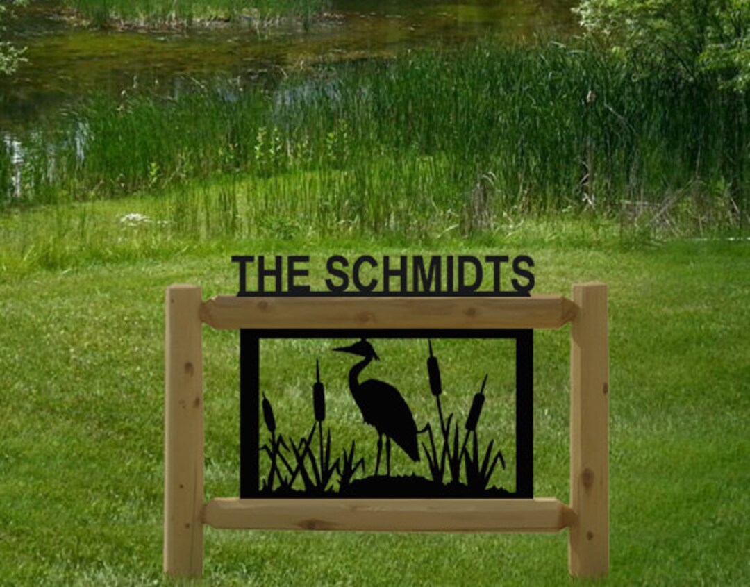 Heron Cedar Log Outdoor Sign - Etsy