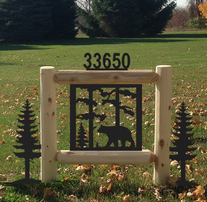 Bear Cedar Log Outdoor Sign - Etsy