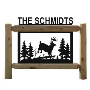 Personalized Deer Cedar Log Outdoor Sign - Etsy