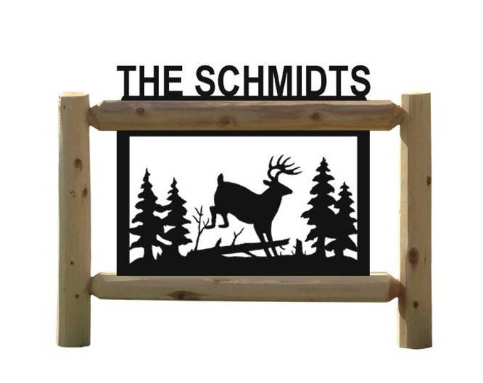 Personalized Deer Cedar Log Outdoor Sign - Etsy