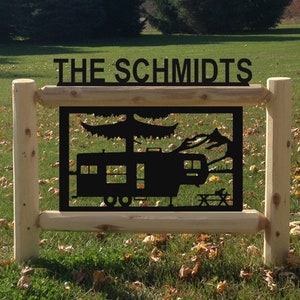 5th Wheel Camping Cedar Log Outdoor Sign With Lot Number - Etsy